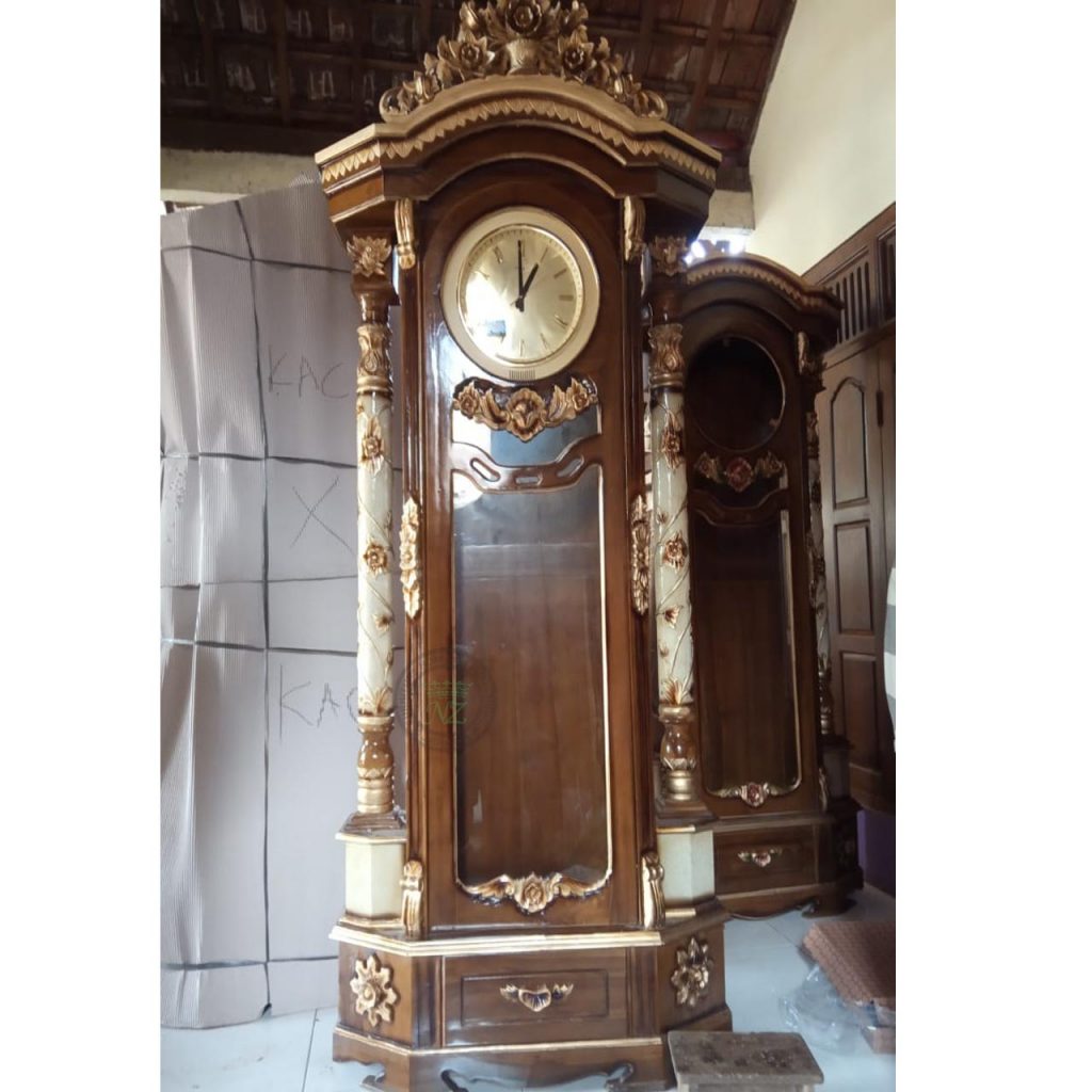 Jam Dinding Berdiri - Lemari Jam Hias Jati | NZ Furniture Jepara